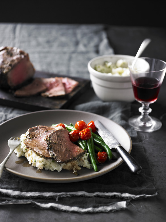 Herb and mustard roast beef with cauliflower mash recipe | Australian ...