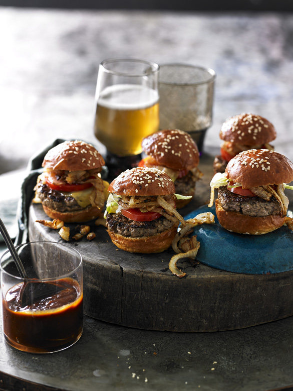 Mini cheeseburgers with fried onions recipe | Australian Beef - Recipes ...