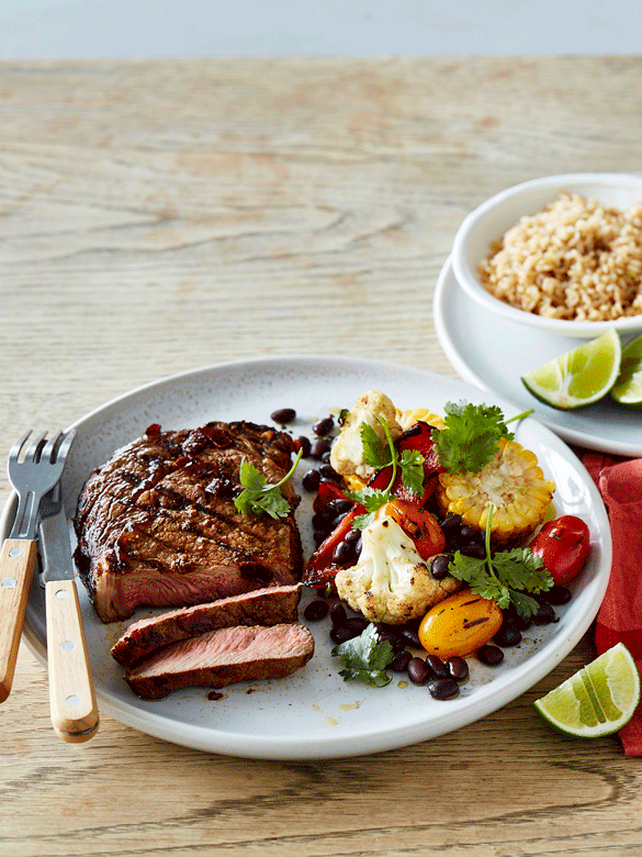 Chipotle scotch fillet with char-grilled vegetables recipe | Australian ...