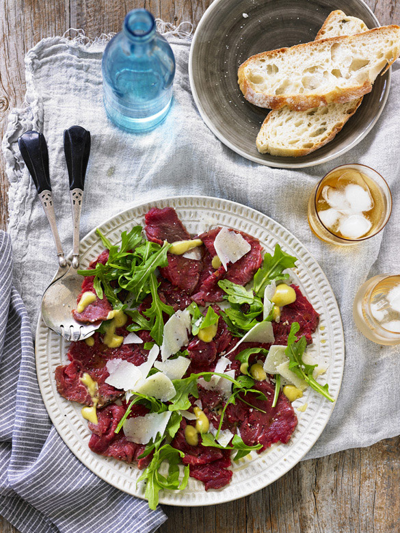 Smoked beef carpaccio with mustard dressing recipe | Australian Beef ...